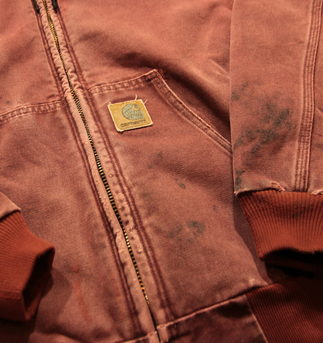 Vintage 90's Carhartt Hooded Worker Jacket Maroon – Faded AU